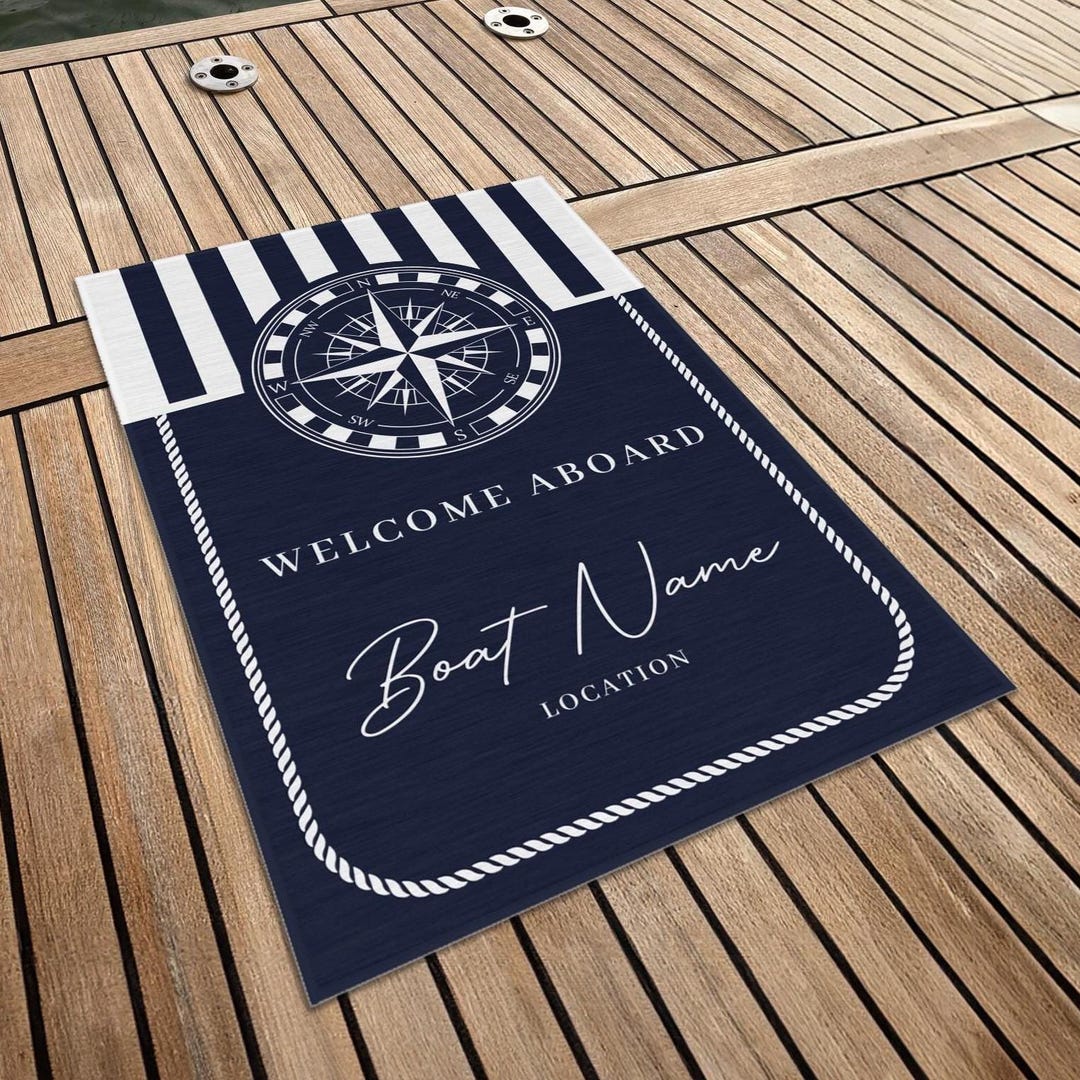 Custom Luxury Design Vertical Boat Mat, Boat Name Mat, Nautical Custom ...