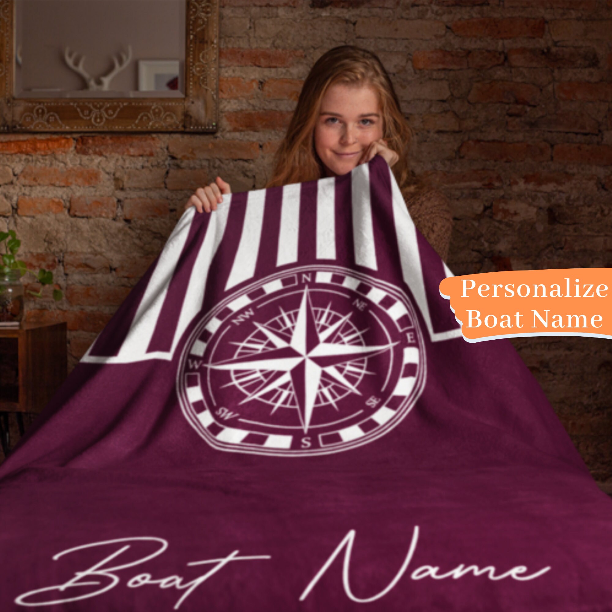 Custom Luxury Plush Blanket, Personalized Anchor Boat Throw Blanket ...