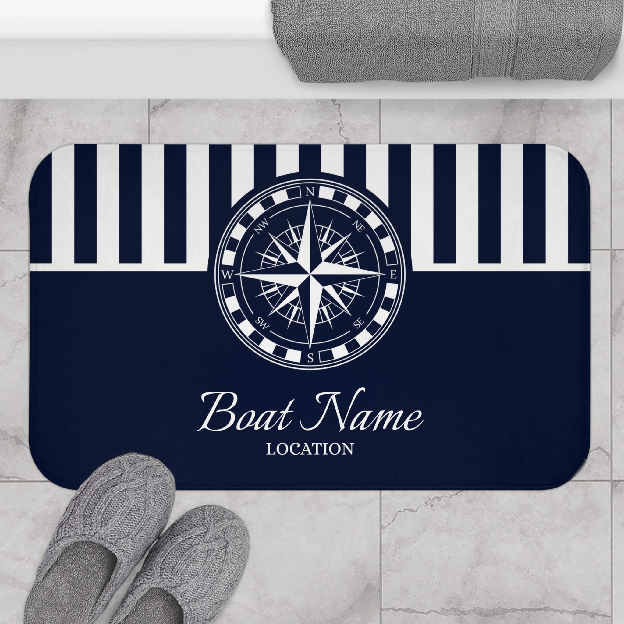 Personalized and Custom Luxury Design Boat Bath Mat, Bath Mat, Nautical ...