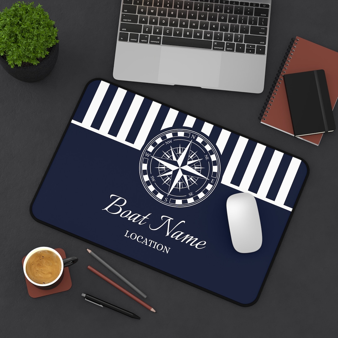 Personalized Boat Name Desk Mat, Custom Boat Name Desk Mat, Nautical ...