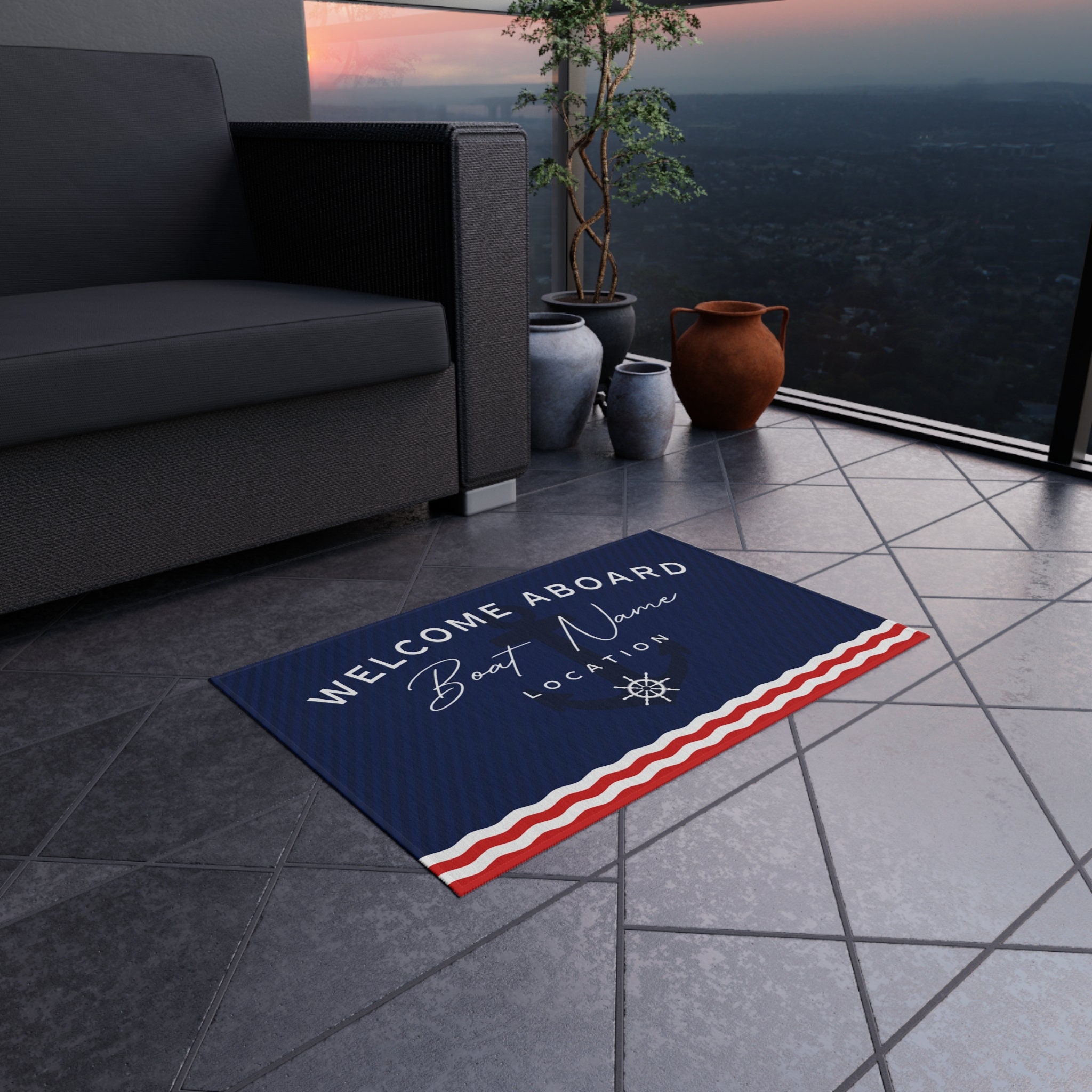 Personalized and Custom Stylish Design Boat Rug, Boat Mat, Nautical ...