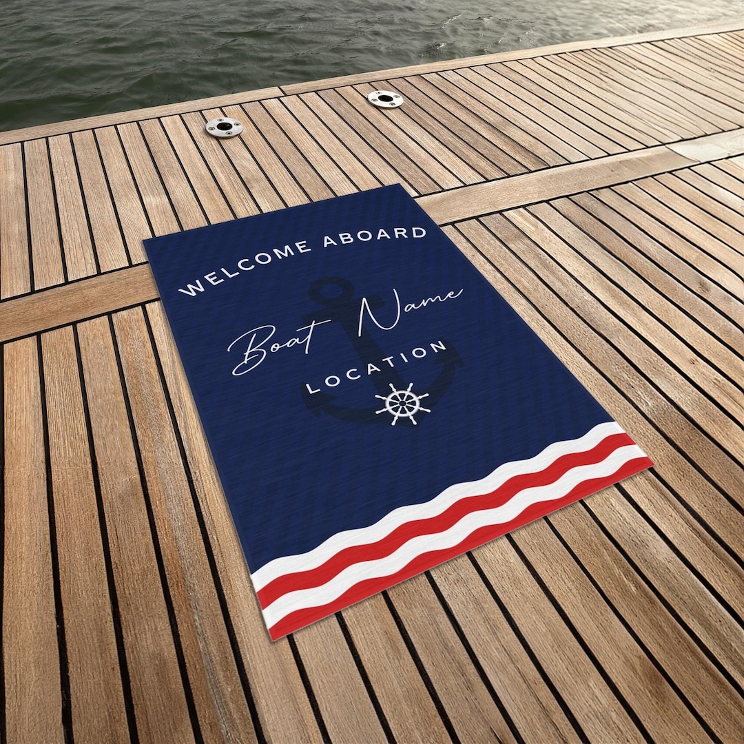 Custom Stylish Design Vertical Boat Mat, Boat Name Mat, Nautical Custom ...