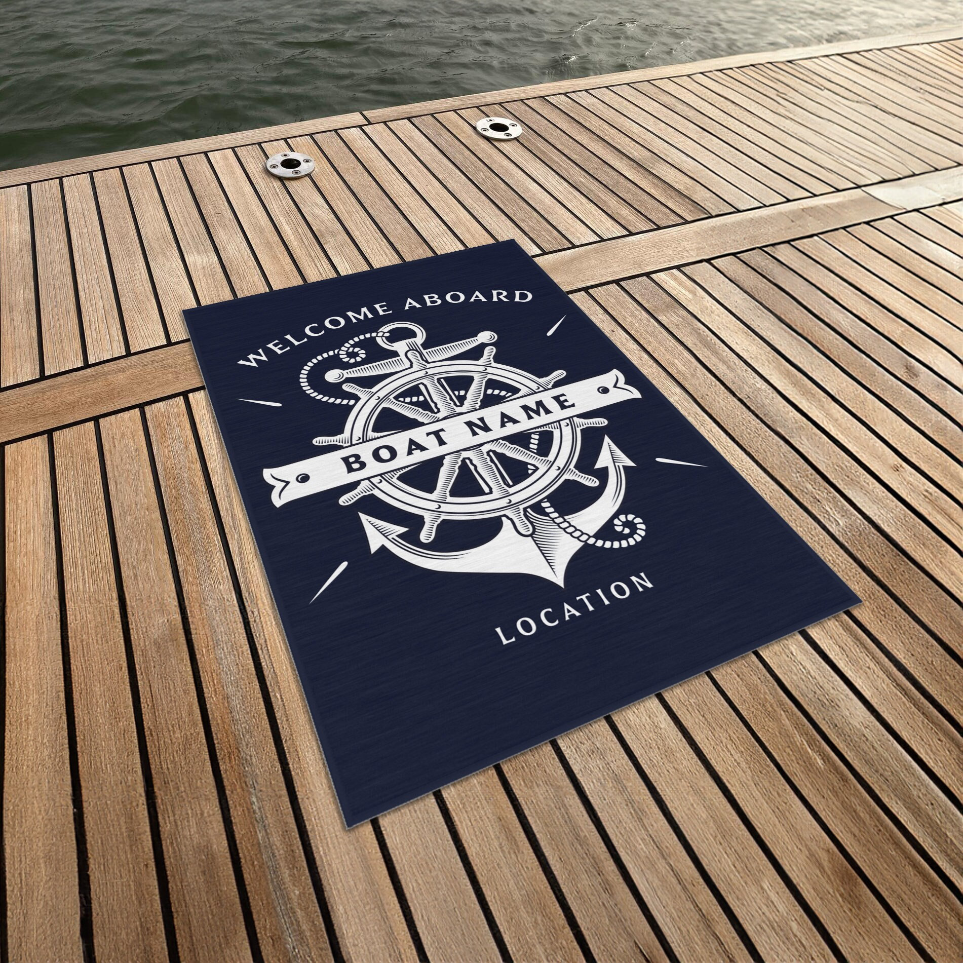 Custom Anchor Design Vertical Boat Mat, Boat Name Mat, Nautical Custom ...