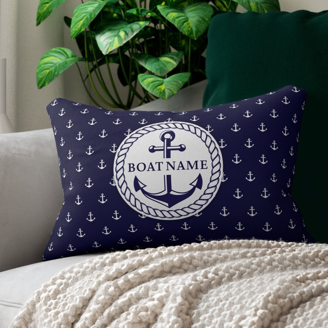 Custom Boat Dotty Pillow, Personalized Boat Name Pillow, Pillow for ...