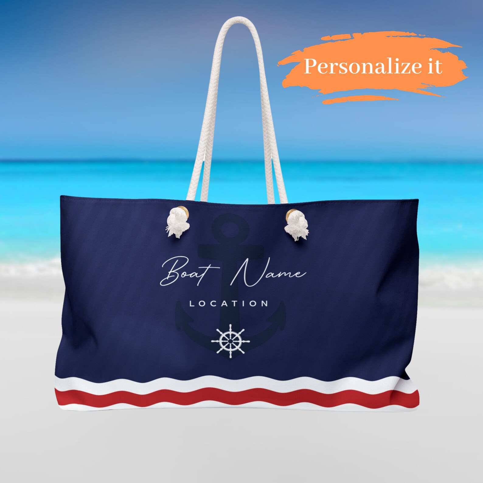 Custom Weekender Bag, Custom Nautical Bag, Personalized Weekender Bag ...