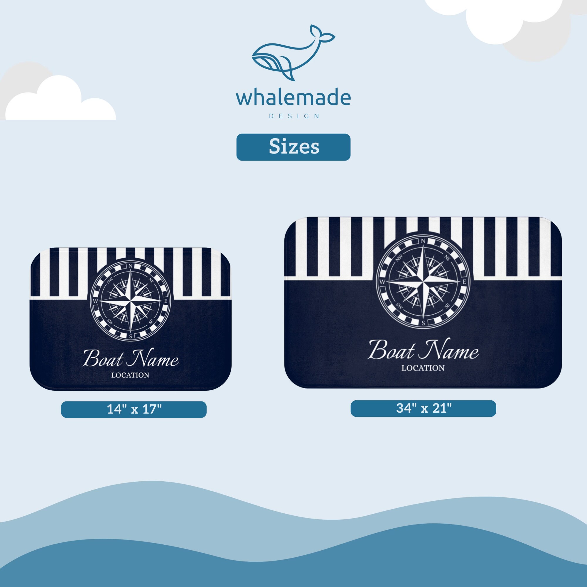 Personalized and Custom Luxury Design Boat Bath Mat, Bath Mat, Nautical ...