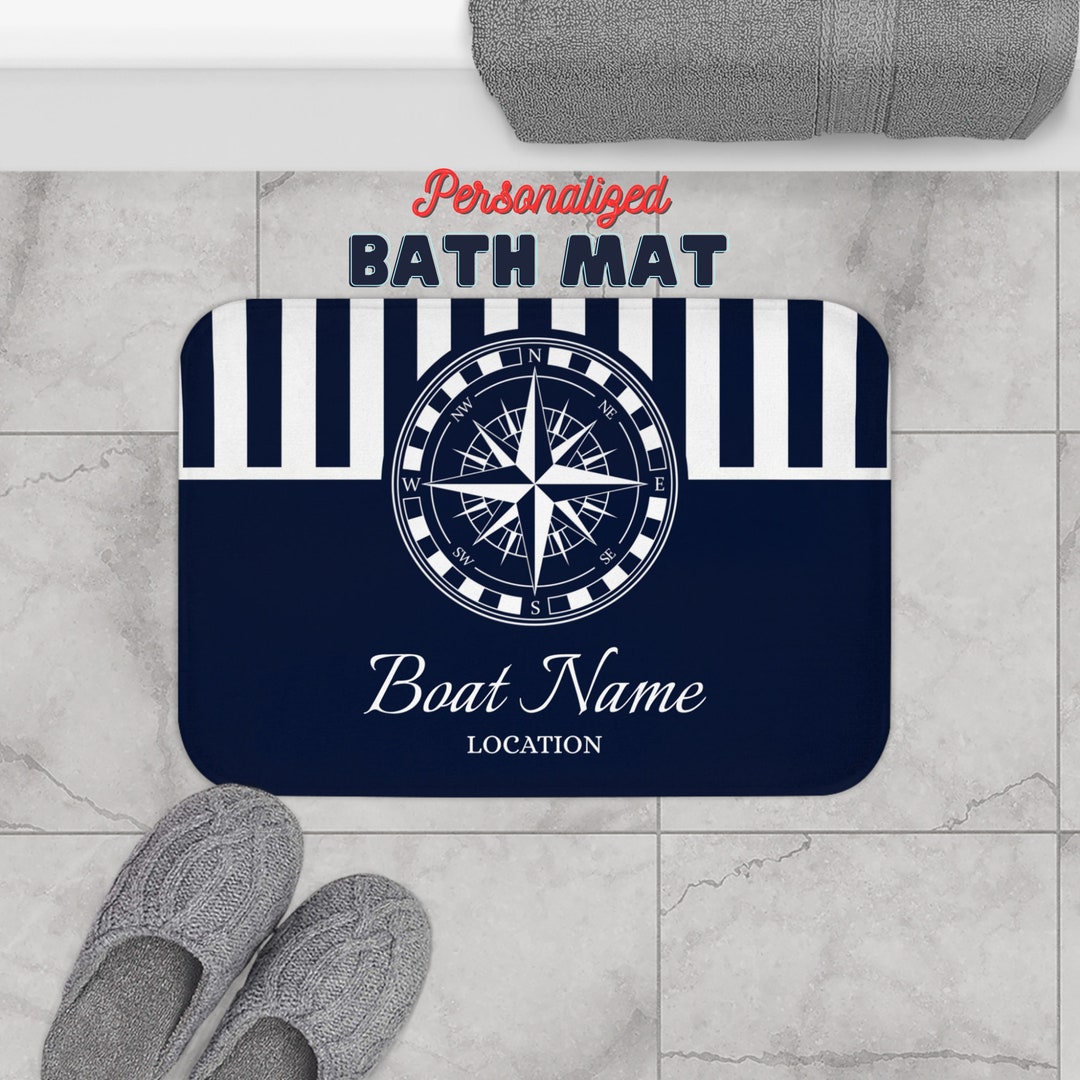 Personalized and Custom Luxury Design Boat Bath Mat, Bath Mat, Nautical ...