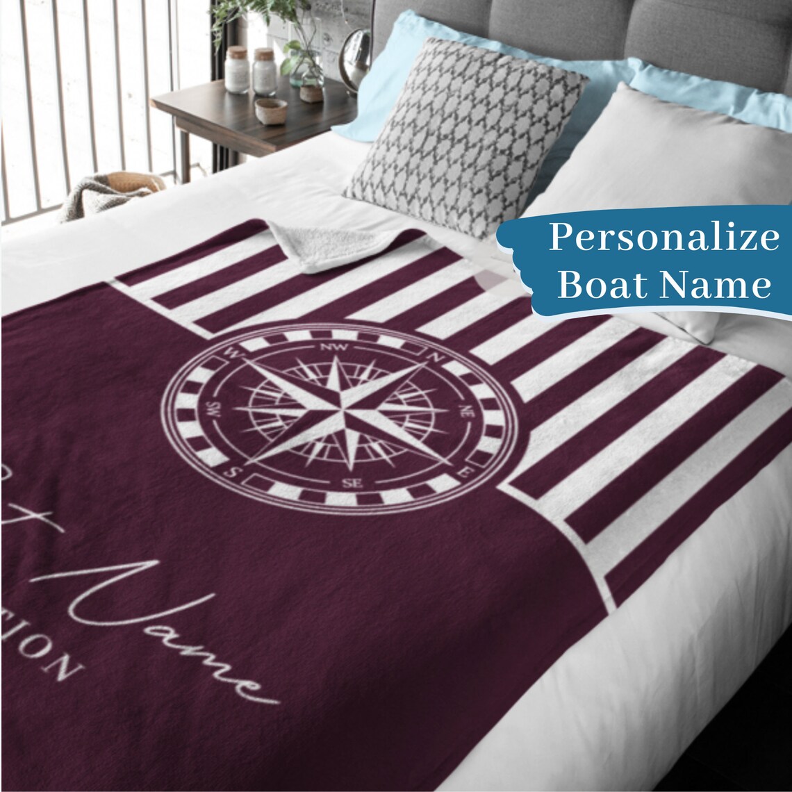 Custom Luxury Plush Blanket, Personalized Anchor Boat Throw Blanket ...