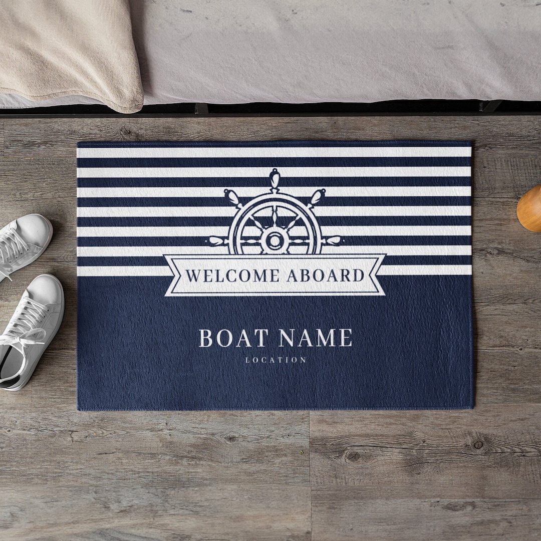Custom Helm Design Boat Mat, Boat Name Mat, Nautical Custom Rug, Gift ...