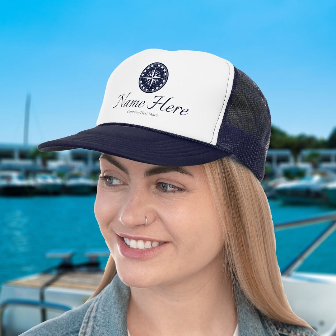 Custom Captain Hat, Personalized Boat Name Hat, Nautical Cap for ...