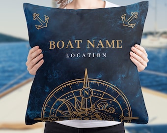 Custom Boat Luxury Pillow, Personalized Compass Pillow, Pillow for Boat ...
