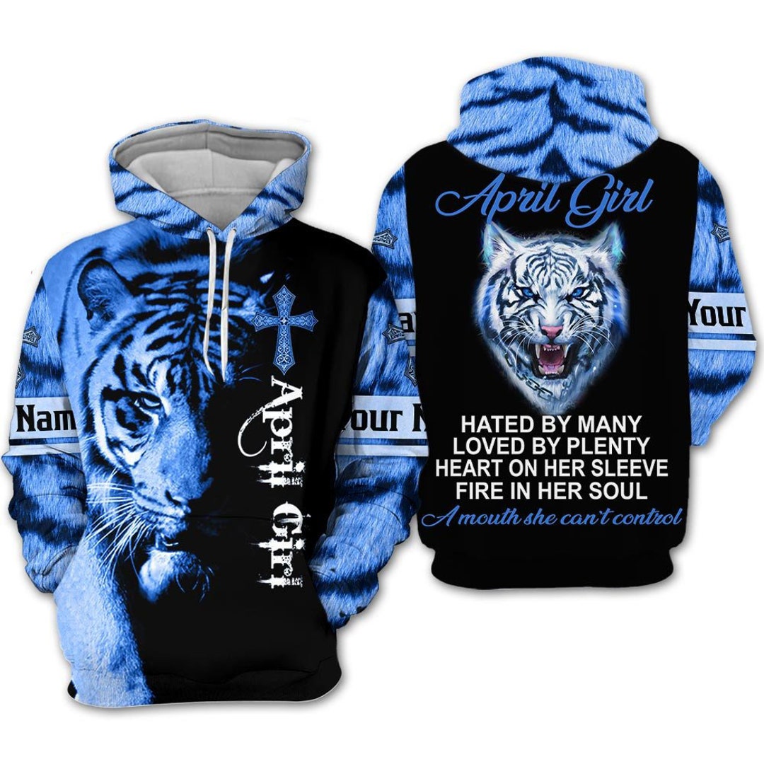 Personalized Name Birthday Outfit April Girl Tiger Blue Unisex - Etsy
