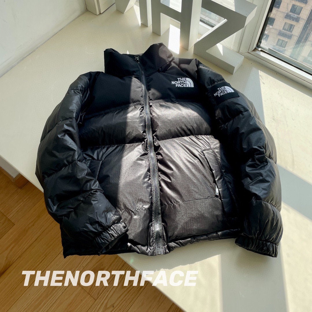 TNF Unisex Winter Brown Cotton Down Jacket Embroidered Logo - Etsy UK