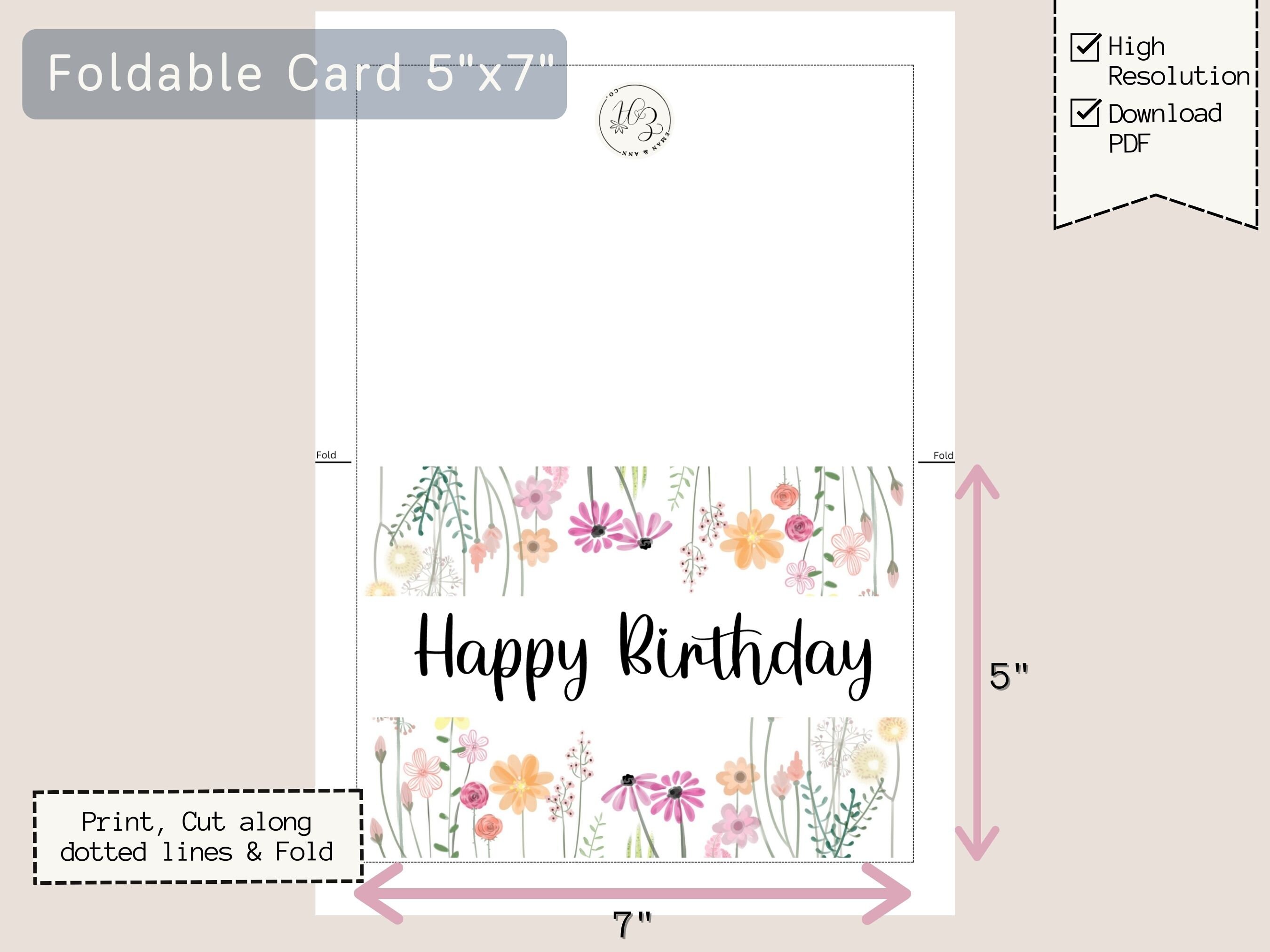 Printable Birthday Card Instant Download DIY Card Personalized - Etsy