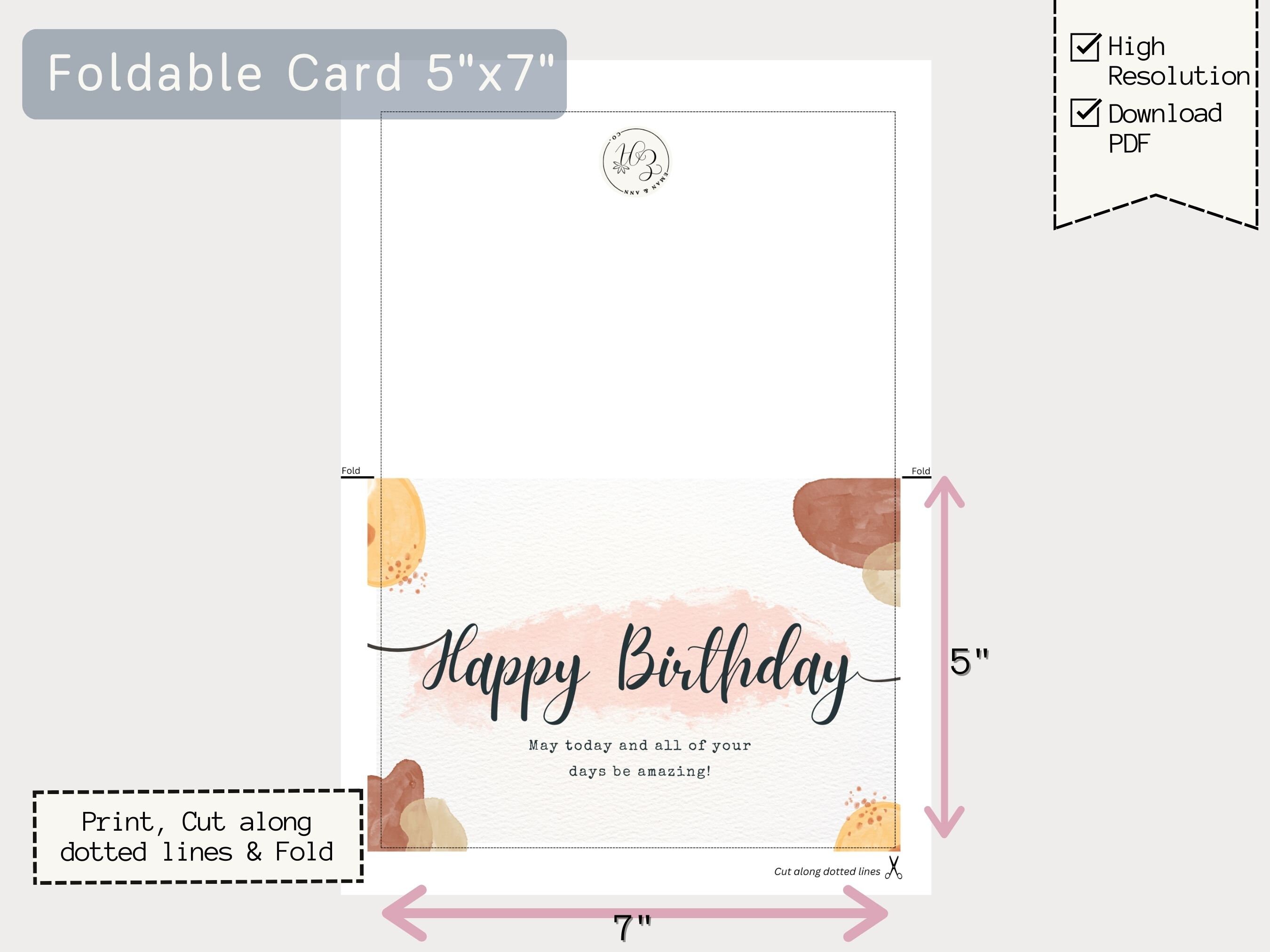 Printable Birthday Card Instant Download DIY Card Personalized - Etsy
