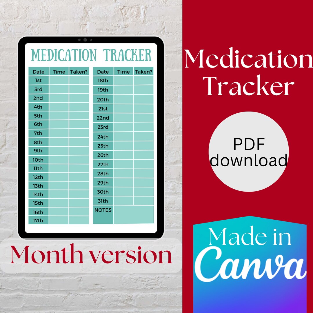 Printable Medication Tracker Digital Download Pill - Etsy