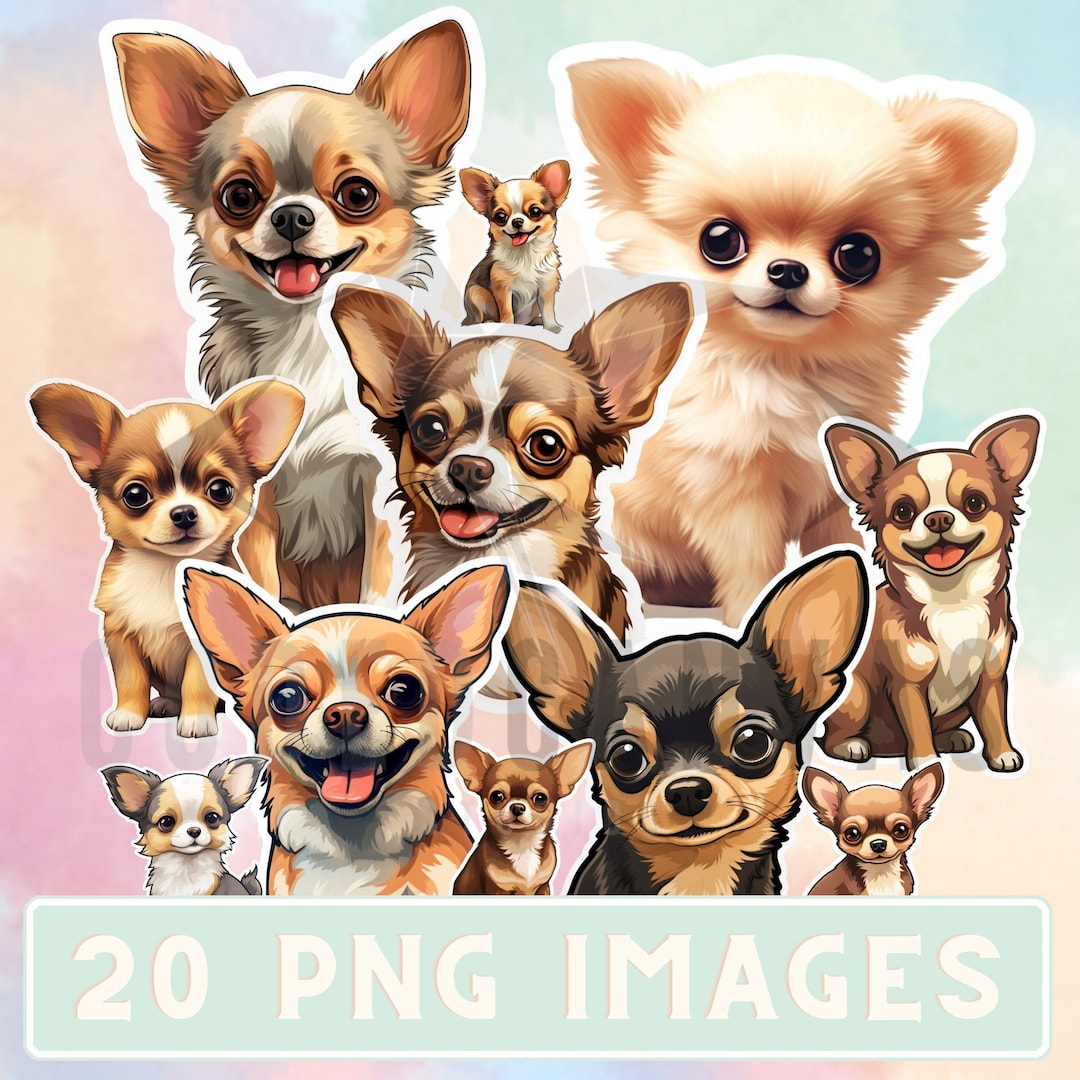 Chihuahua Dogs 20 Digital PNG Clip Art Sticker Style Images for ...