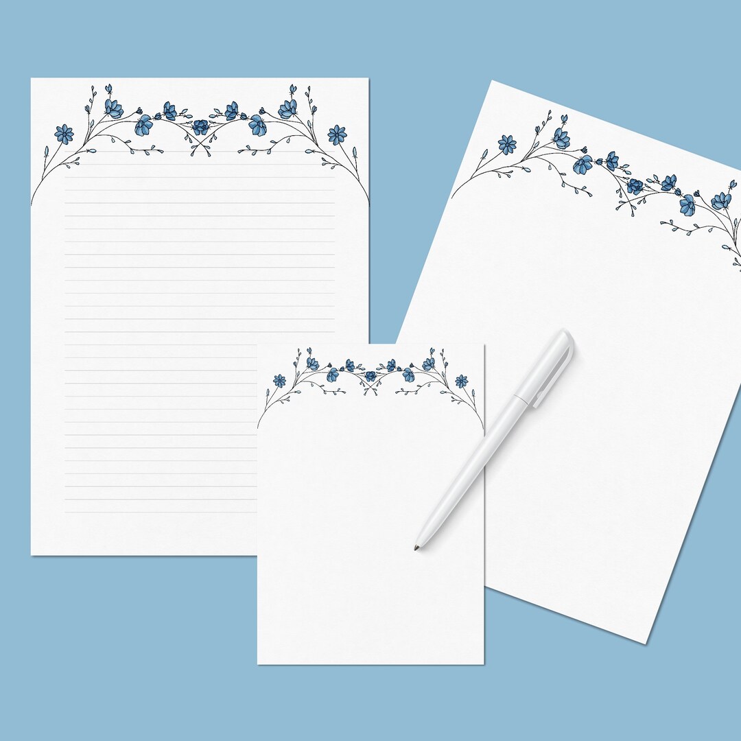 Floral Printable Letter Paper,line Sheet,writing Paper Printable,letter ...