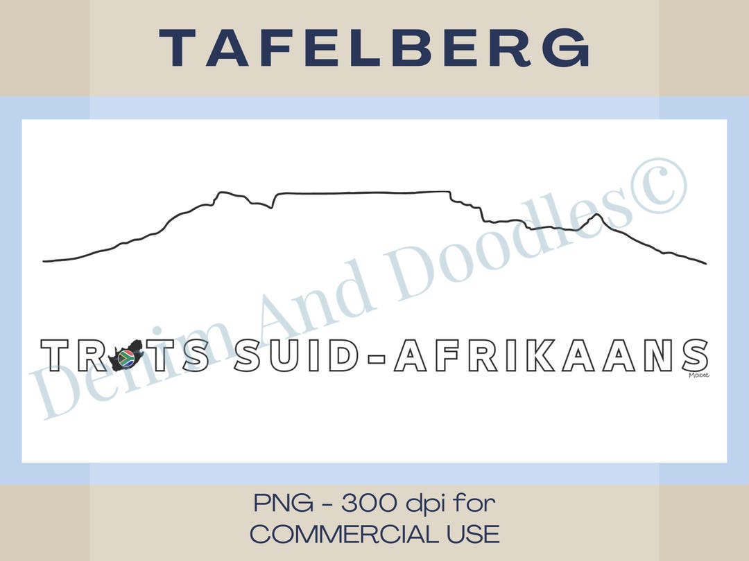 Table Mountain PNG: South Africa Design for T-shirts, Mugs (digital ...