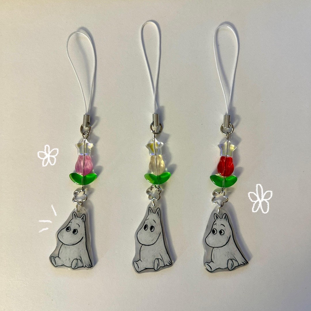 Handmade Floral Tulip Moomin Beaded Phone Charm Keychain - Etsy