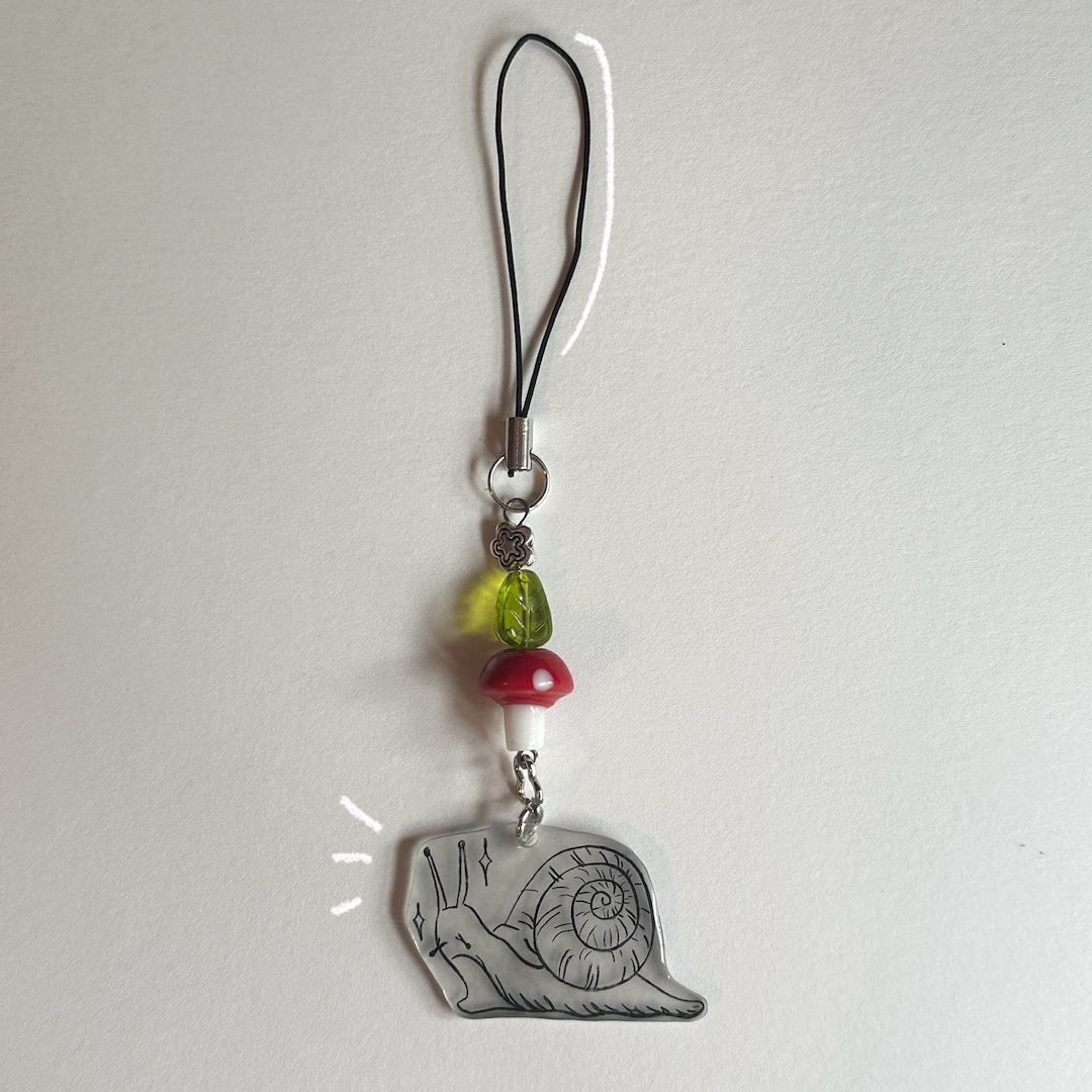 Handmade Snail Beaded Mushroom Phone Charm Keychain - Etsy