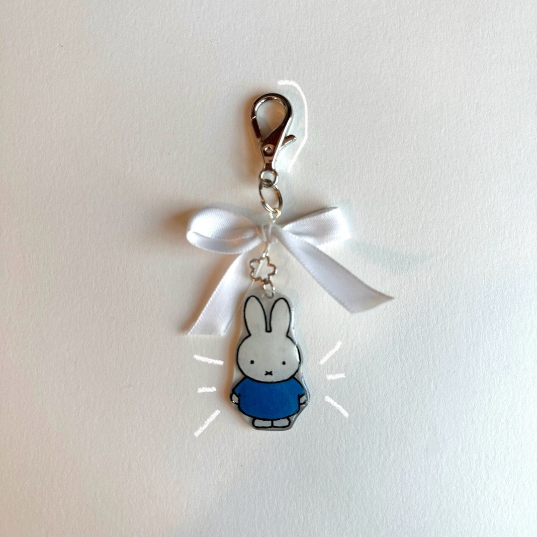 Handmade Miffy Bunny Beaded Bow Keychain - Etsy