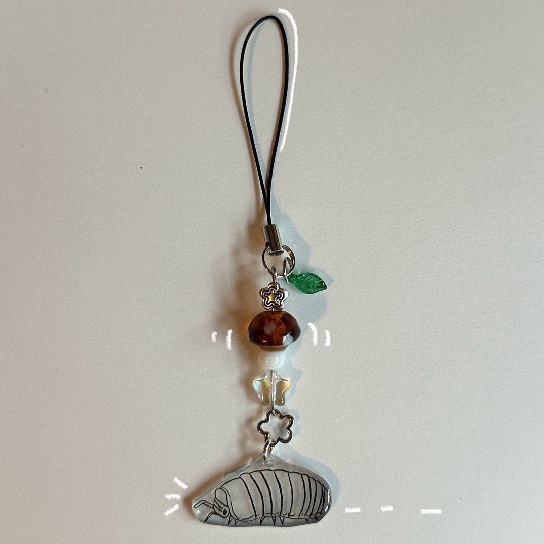 Handmade Isopod Bug Insect Mushroom Beaded Phone Charm Keychain - Etsy