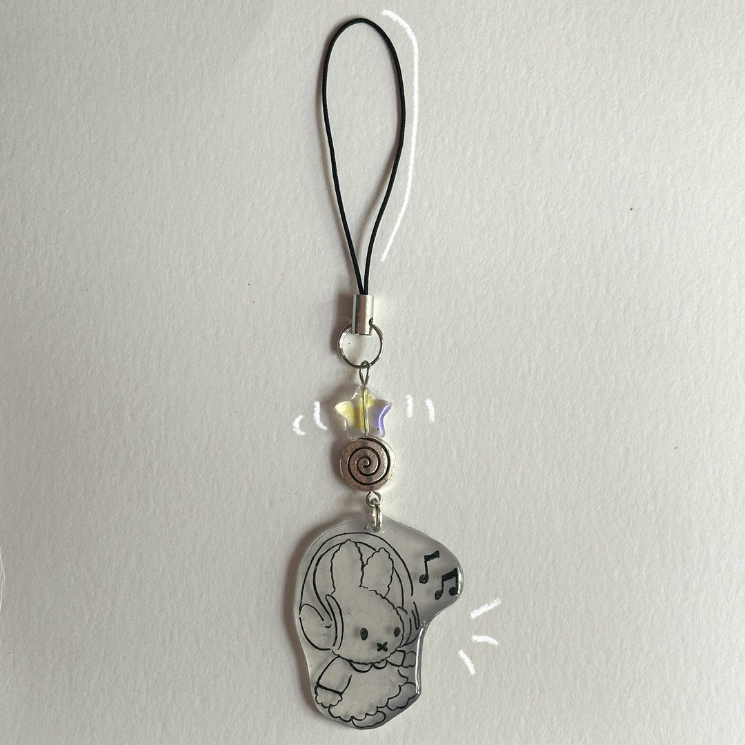 Handmade Headphone Miffy Bunny Beaded Star Phone Charm - Etsy