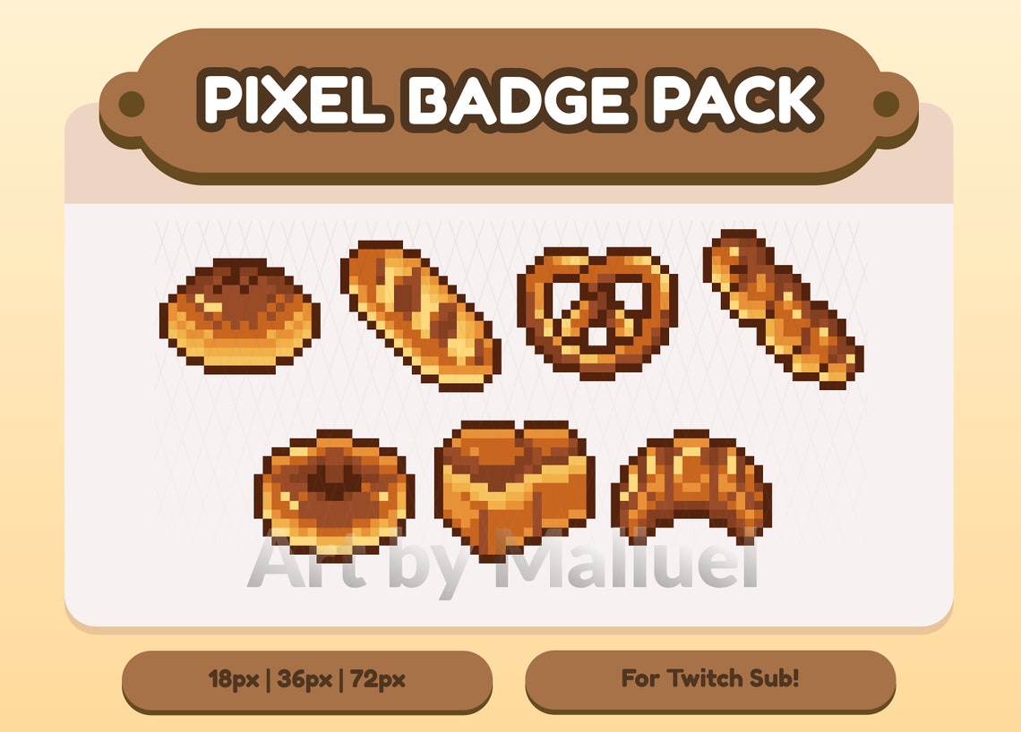 Cute Bread Badges for Twitch Streamer in Pixel Art Style for - Etsy