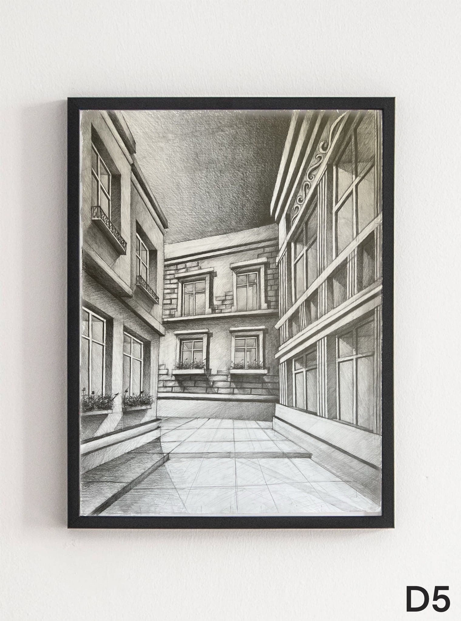 Hand Drawing in Pencil, Architectural Perspective Drawing Design ...