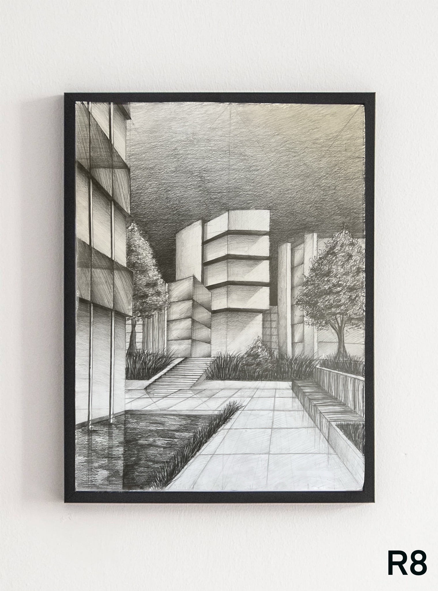 Hand Drawing in Pencil, Architectural Perspective Drawing Design ...