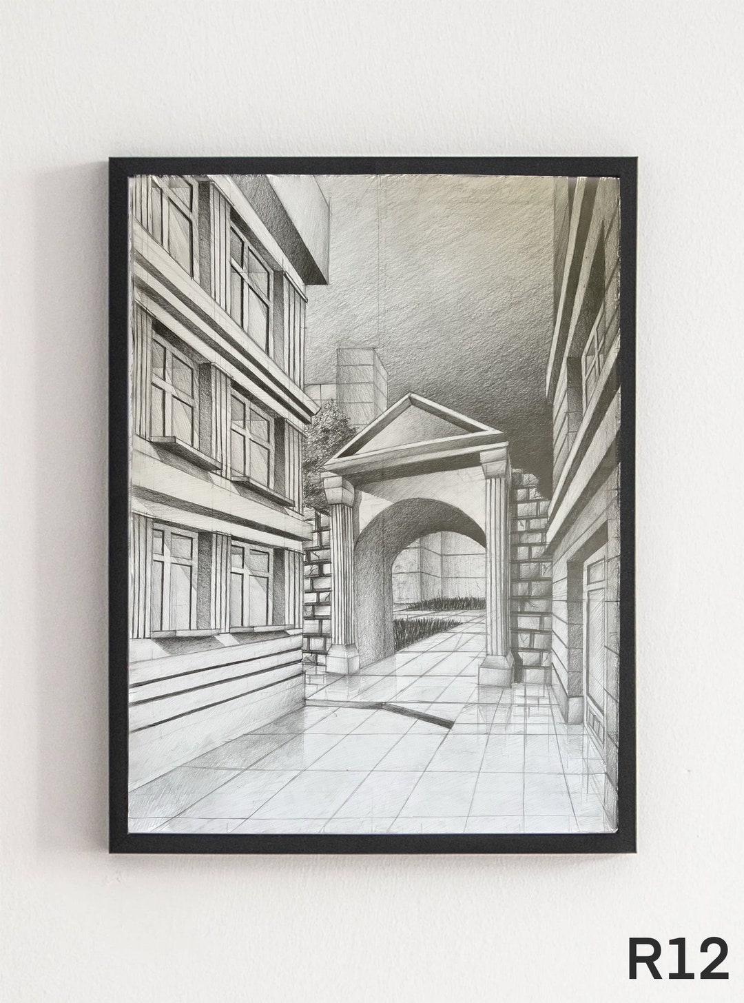 Hand Drawing in Pencil, Architectural Perspective Drawing Design ...