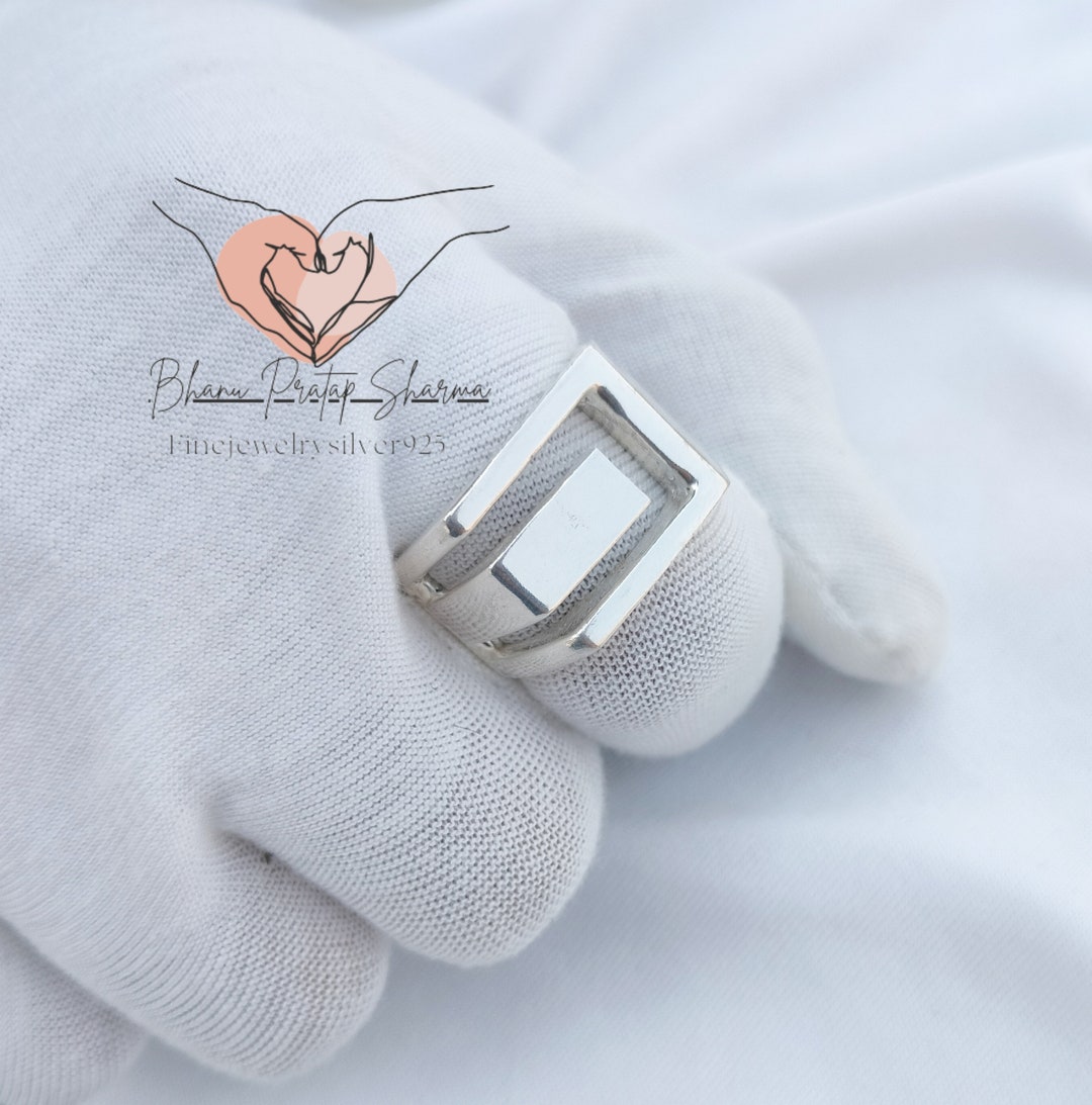 Sterling Silver Geometric Ring for Woman Big Statement Ring Unisex ...