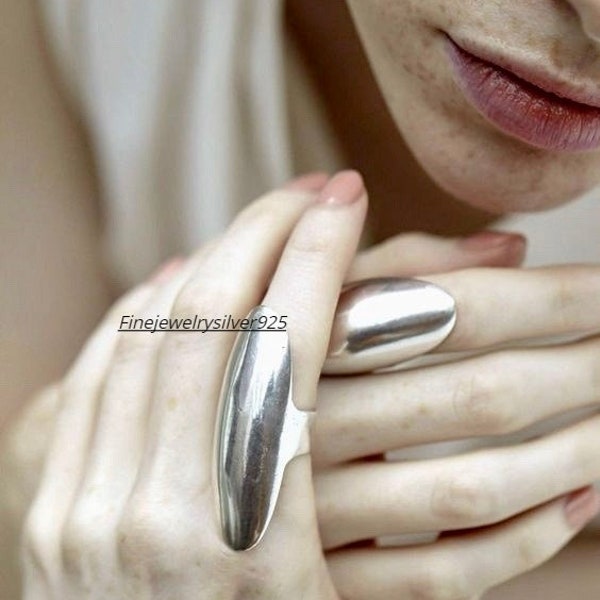 Long Silver Ring - Etsy