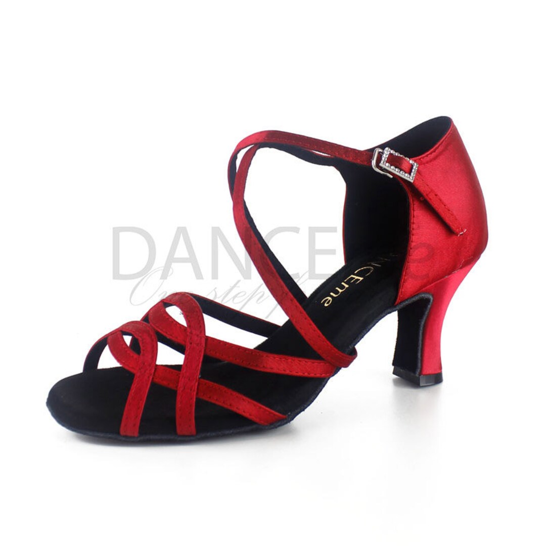 Red Satin Latin Dance Shoes for Women | Latin Dance Shoes | Salsa Shoes ...