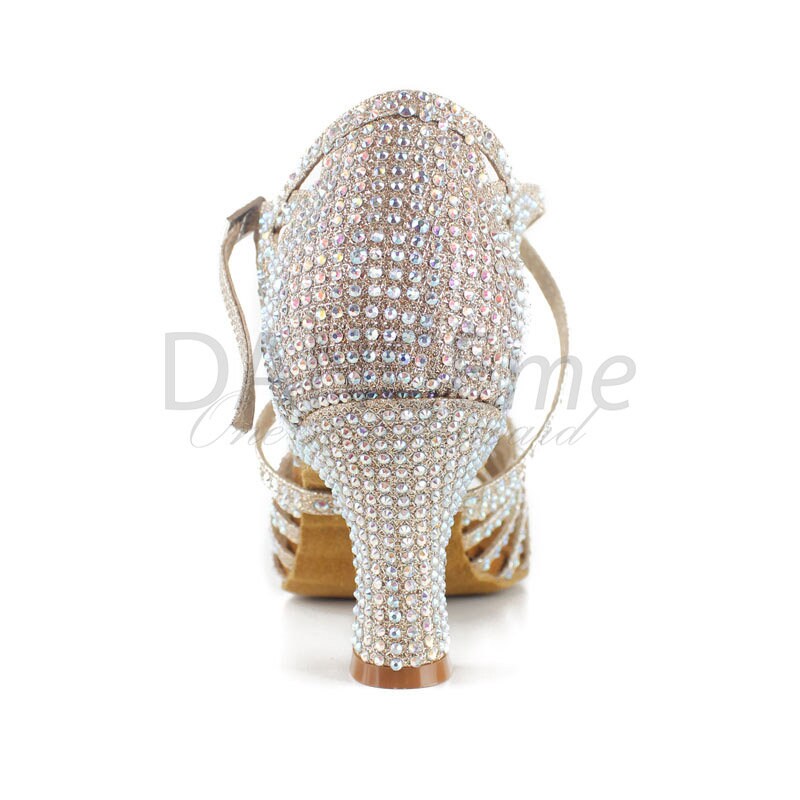 Champagne Latin Dance Shoes for Women | Rhinestone Latin Dance Shoes ...