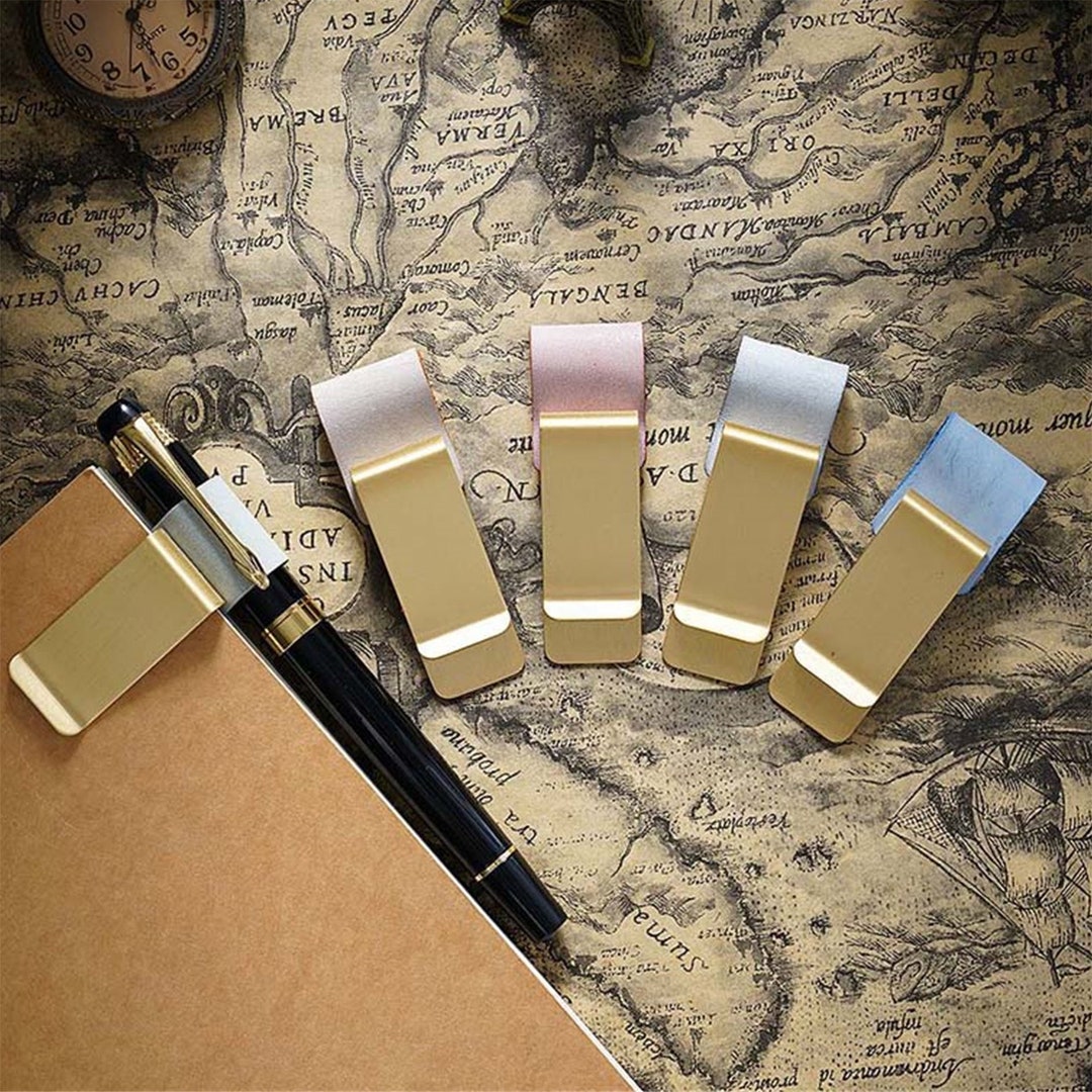 Leather Pen Clip With Brass Holder: Traveler's Notebook Accessory - Etsy