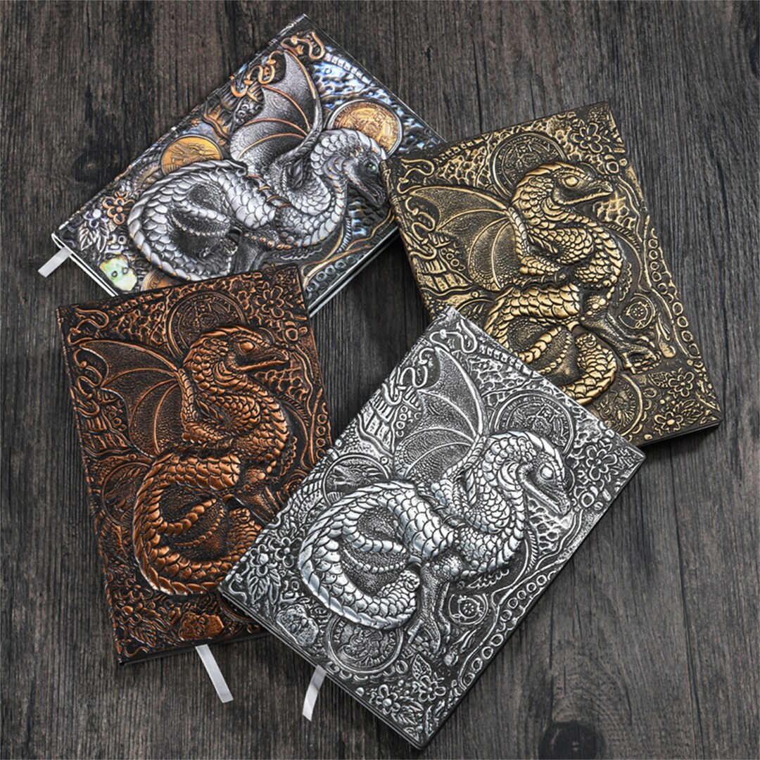 Vintage Flying Dragon Notepad, 3D Vintage Design Embossed Journal ...