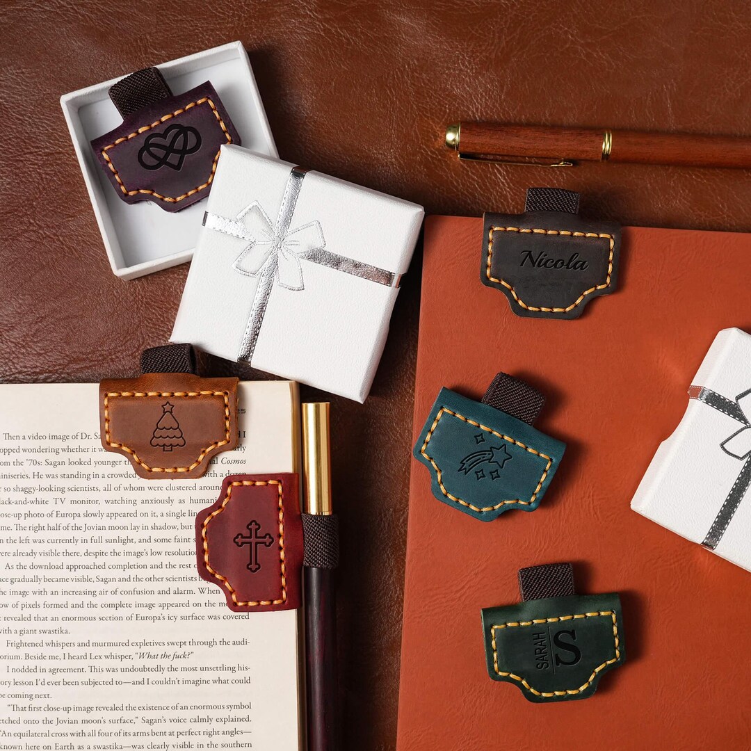 Personalized Leather Pen Clip – Custom Magnetic Book Bookmark With Name ...