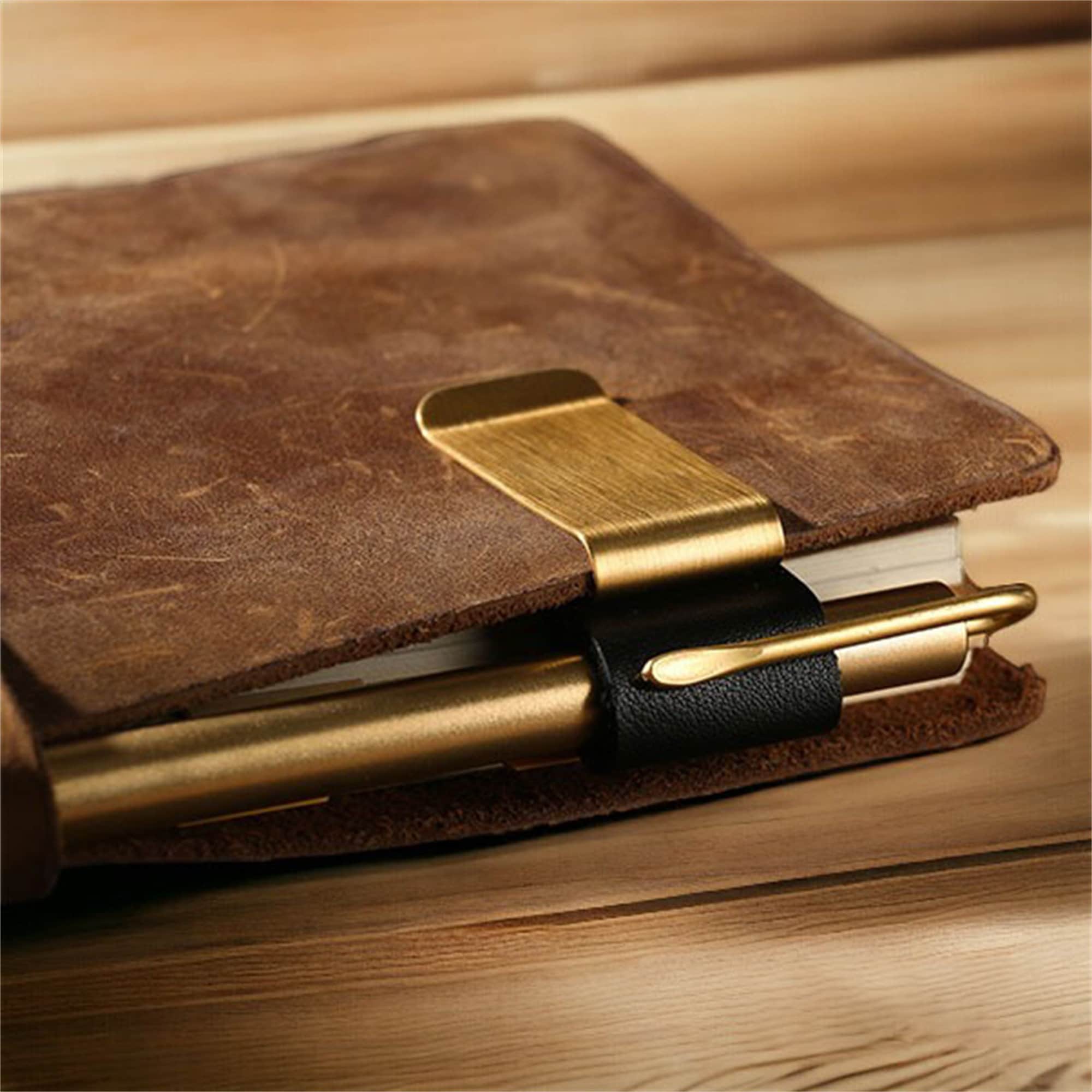 Traveler's Notebook Clip With Pen Holder, Pen Holder With Brass Clip ...