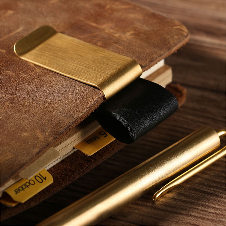 Traveler's Notebook Clip With Pen Holder, Pen Holder With Brass Clip ...