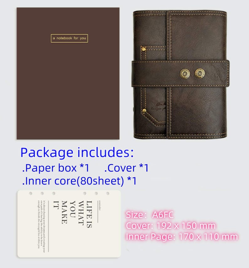 Personalized A6 Leather Notebook Gift, Refillable Vintage Journal With ...