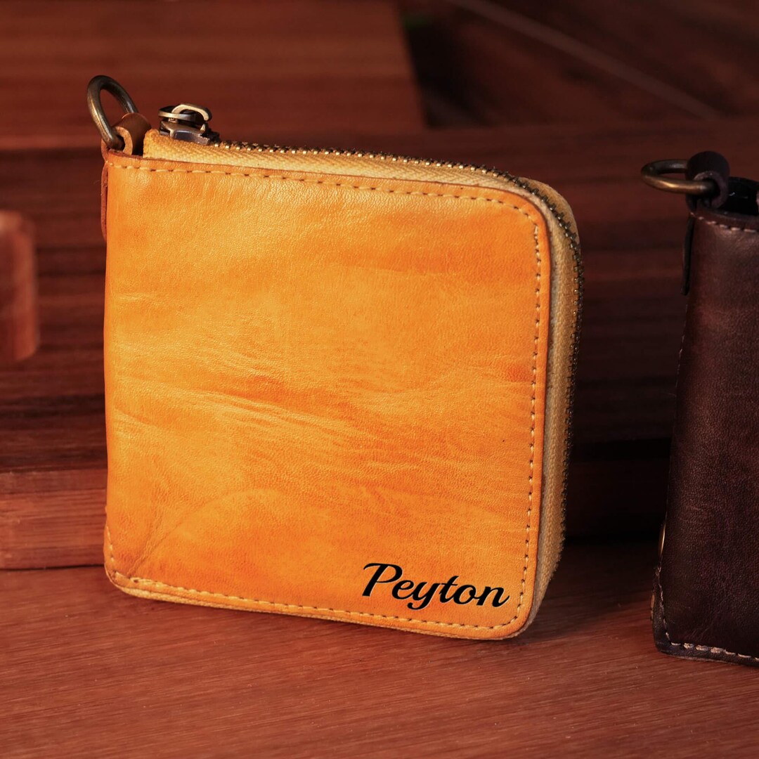 Personalized Slim Leather Wallet for Men, Crazy Horse Full Grain ...