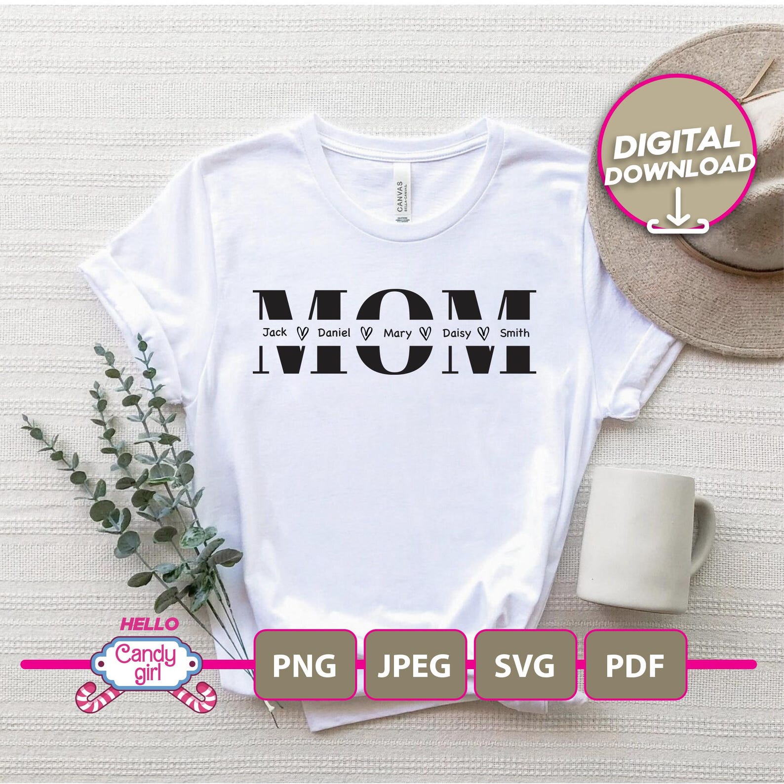 Mom and Family Custom Your Name, Text Name Download, Personalized Text ...