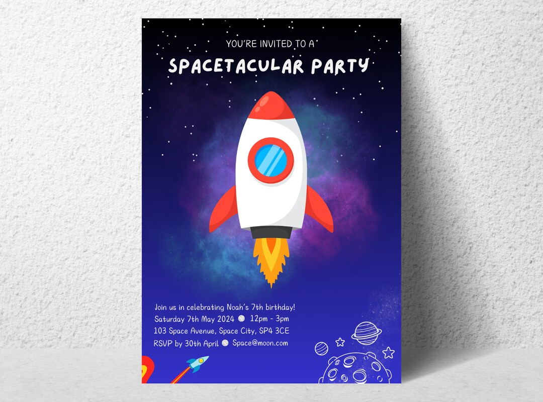 Digital Space Birthday Party Invitation - Etsy