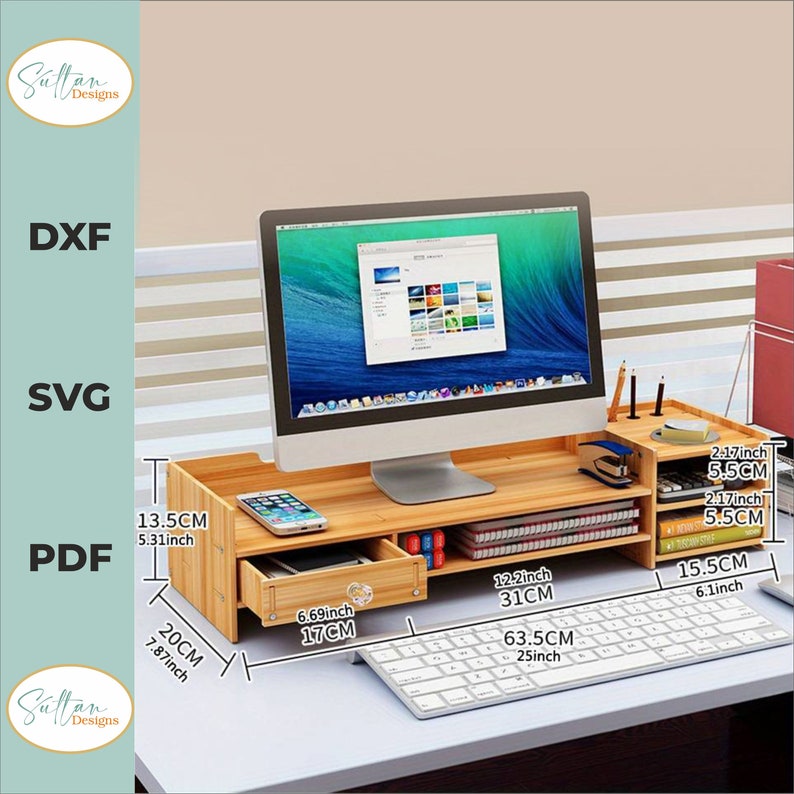 Desk Organizer Pen Holder Drawer Drawer Cnc, Stationery Storage Box Svg ...