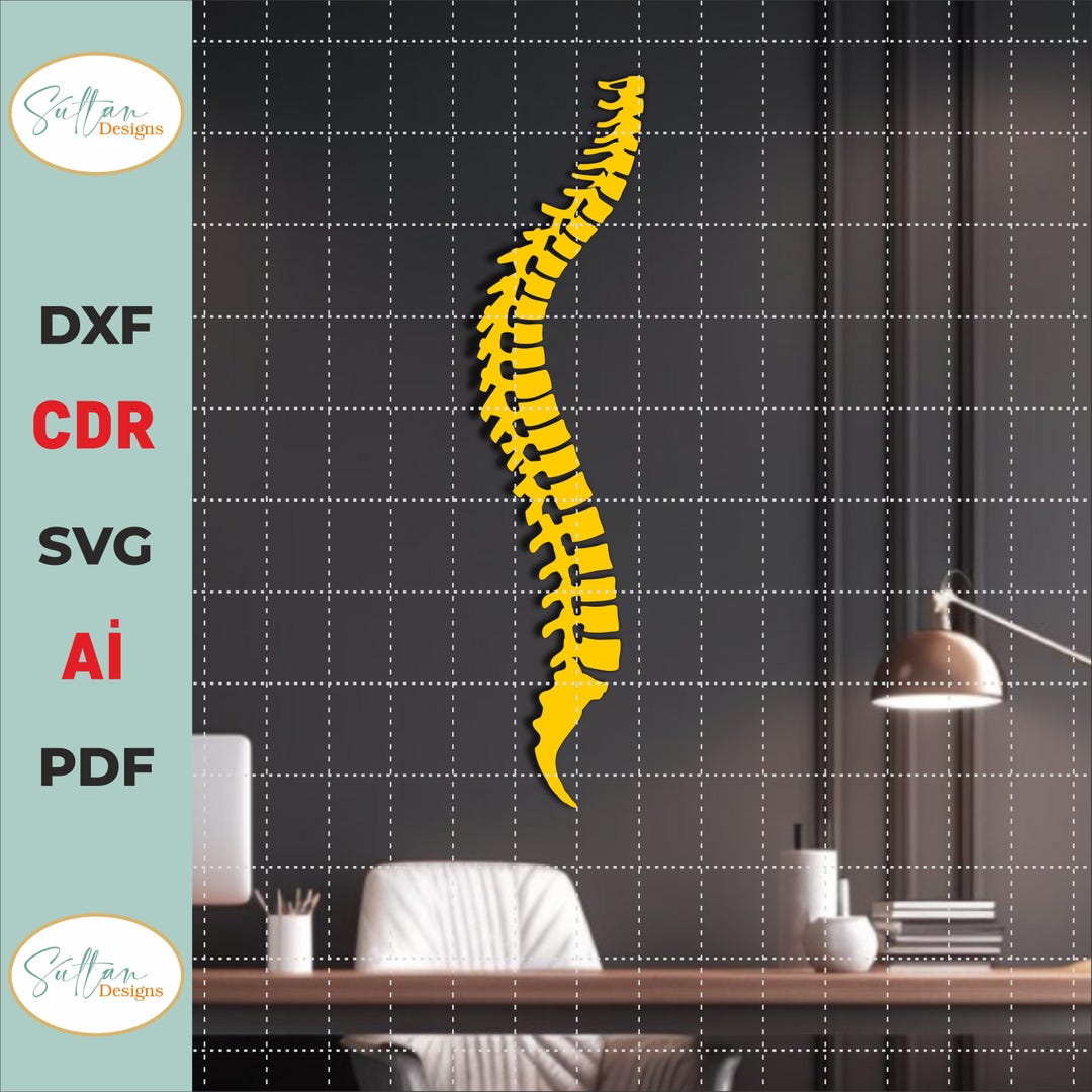 Spine Wall Decor SVG, Geometric Skeleton SVG Dxf,ai, Back Bone Digital ...