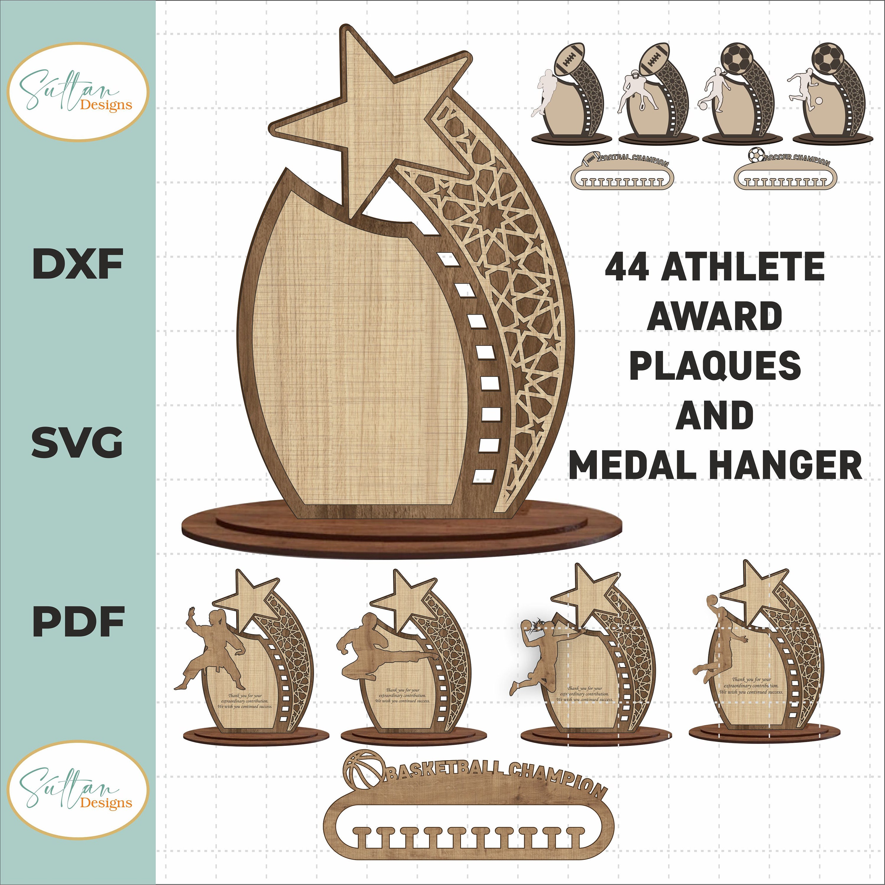 Pack of 44 Different Athlete Design Award Trophy Laser Cut Files, Medal ...