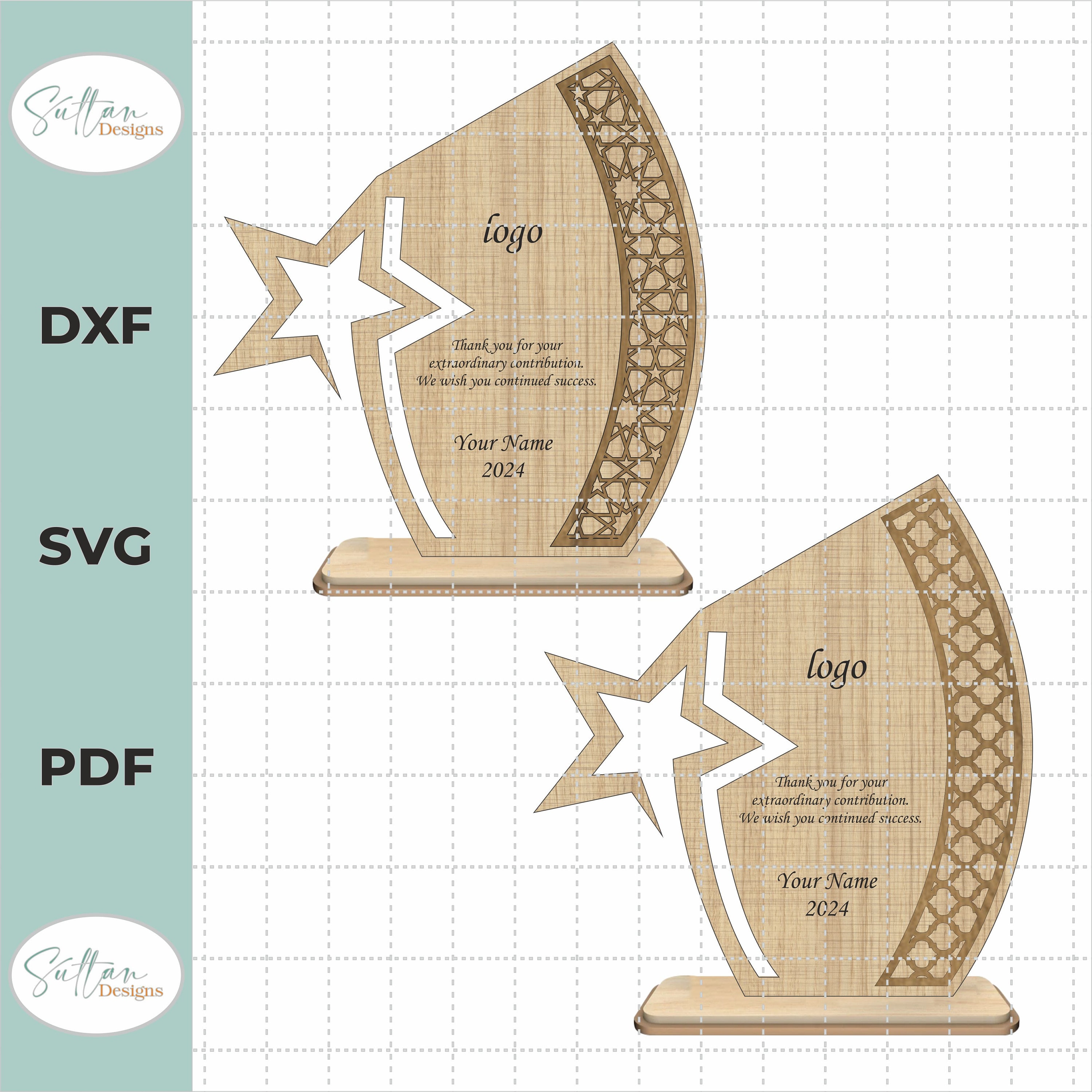 Paquete de 25 archivos de trofeos de premio cortados con láser con ...
