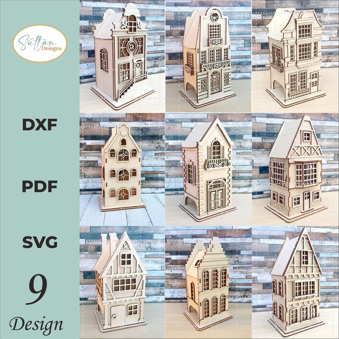 9 Amsterdam Houses 3D Laser Cut Files DXF Model for Plasma DIY Cnc ...
